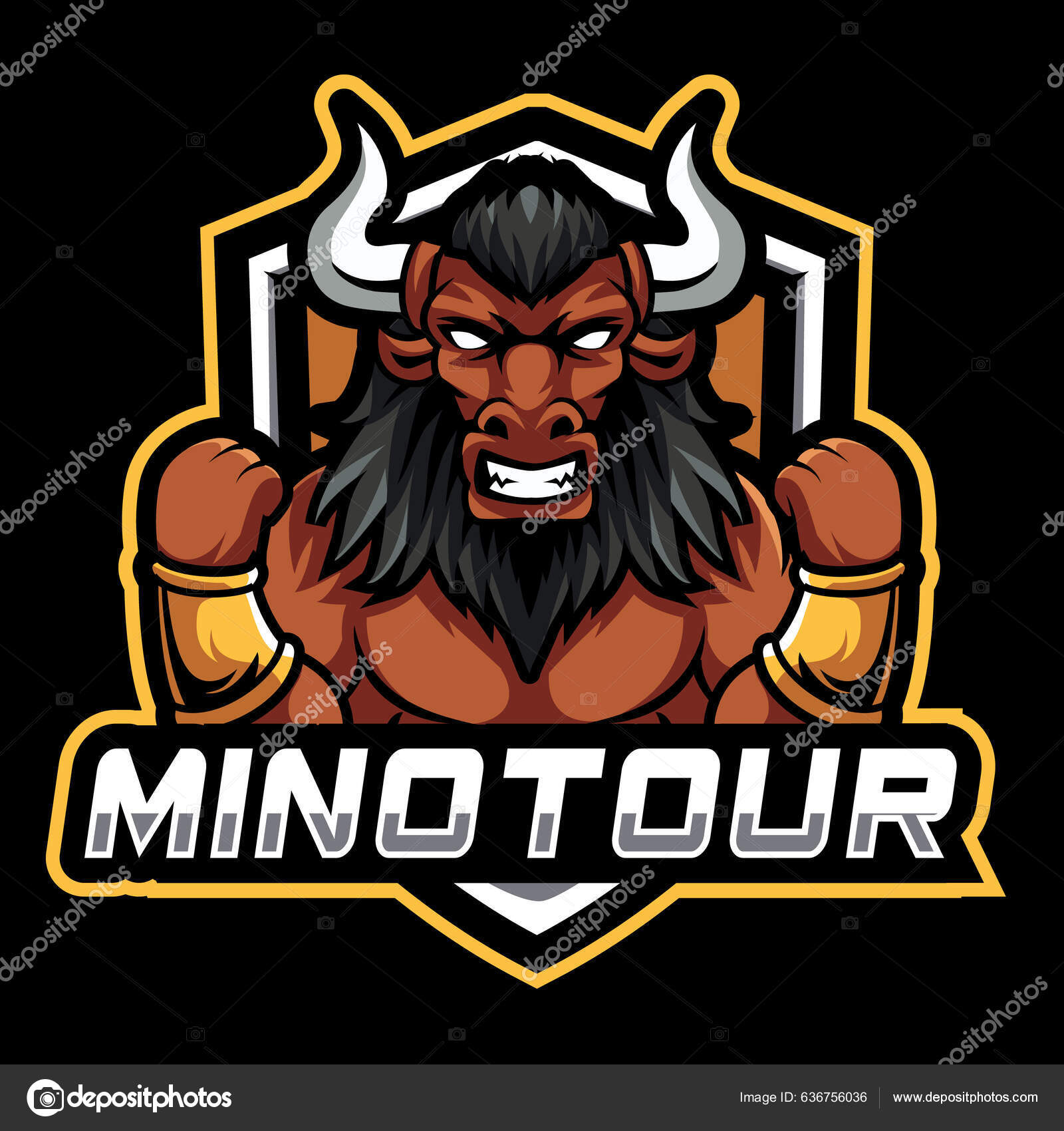 Minotaur Mascot Logo Design Angry Minotaur Vector Illustration imagem ...