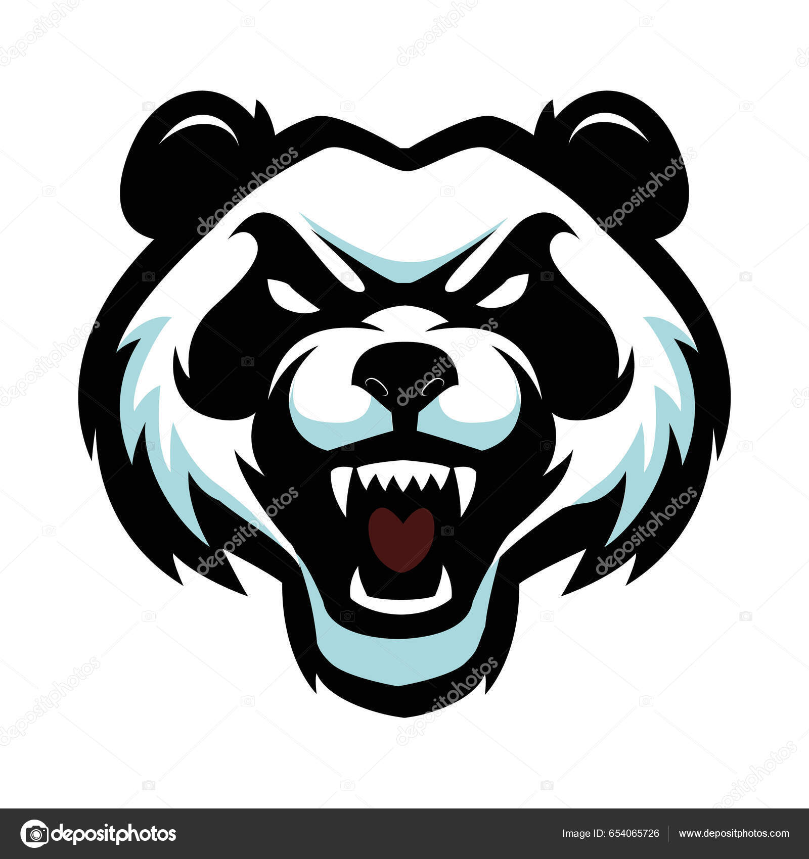 Cabeza Enojada Panda Rugir Vector Logotipo Mascota Vector de stock ...