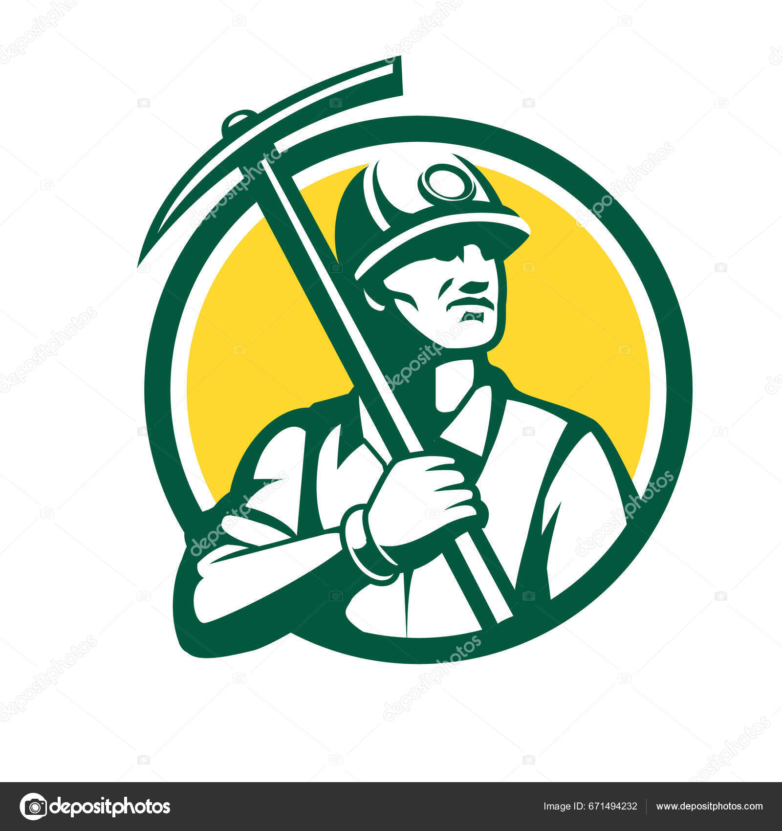 Miner Mascot Logo Hold Pick Axe Stock Vector by ©Ilhustrator2021 671494232 Miner Mascot Logo Hold Pick Axe Stock Vector by ©Ilhustrator2021 671494232