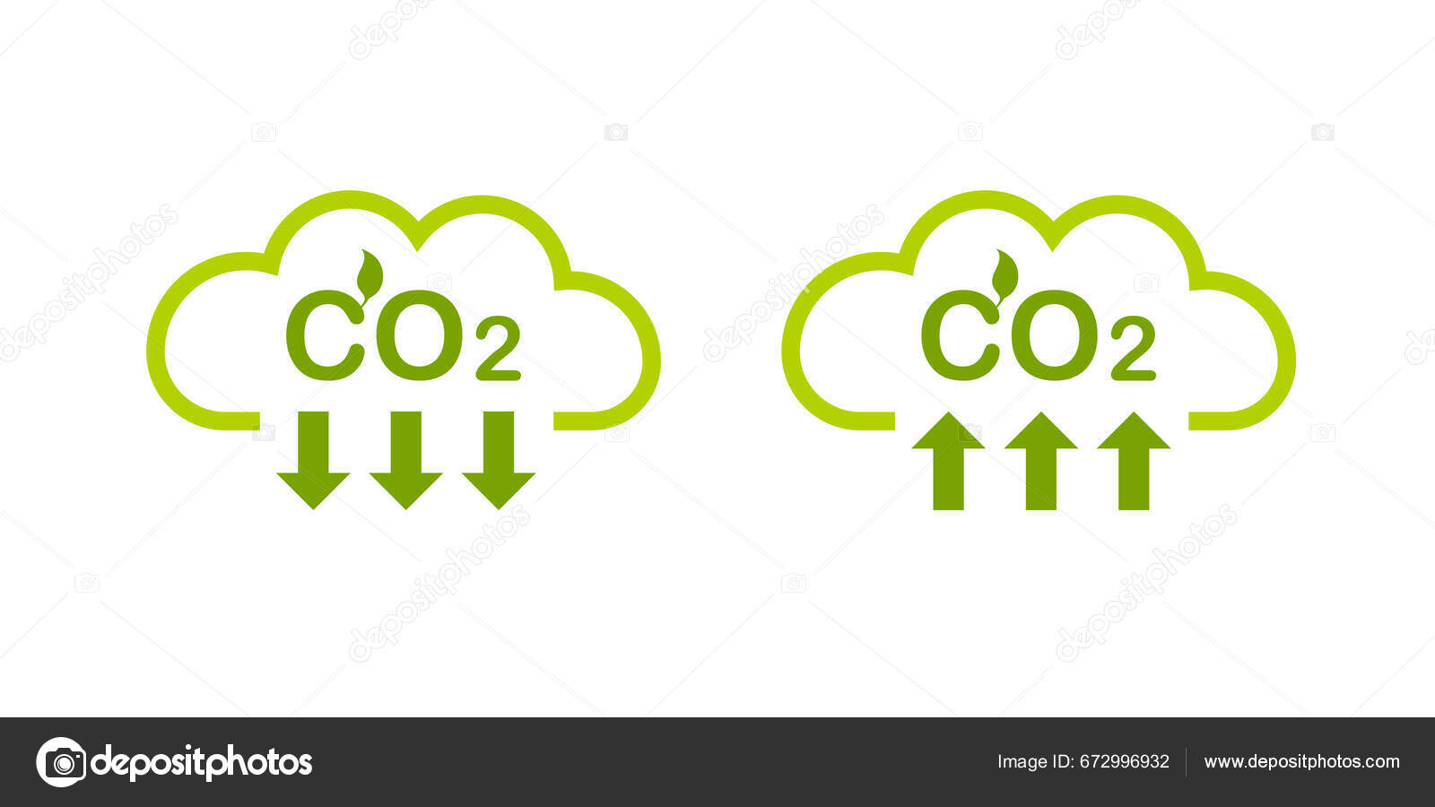 Emisiones Dióxido Carbono Nube Verde Icono Reducción Co2 Símbolos ...