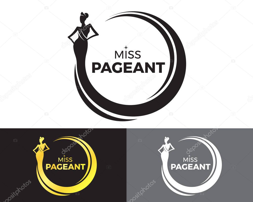 Vettoriale stockMiss Logo Concorso Tono Bianco Nero Oro Bellezza Regina ...