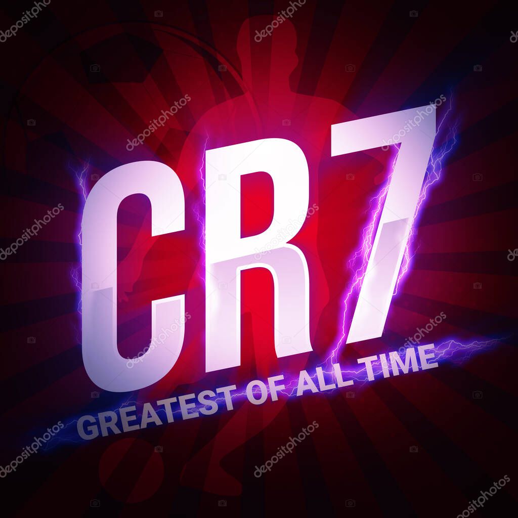 CR7 Tipografía con efecto relámpago y fondo rojo. Fondo más grande de ...