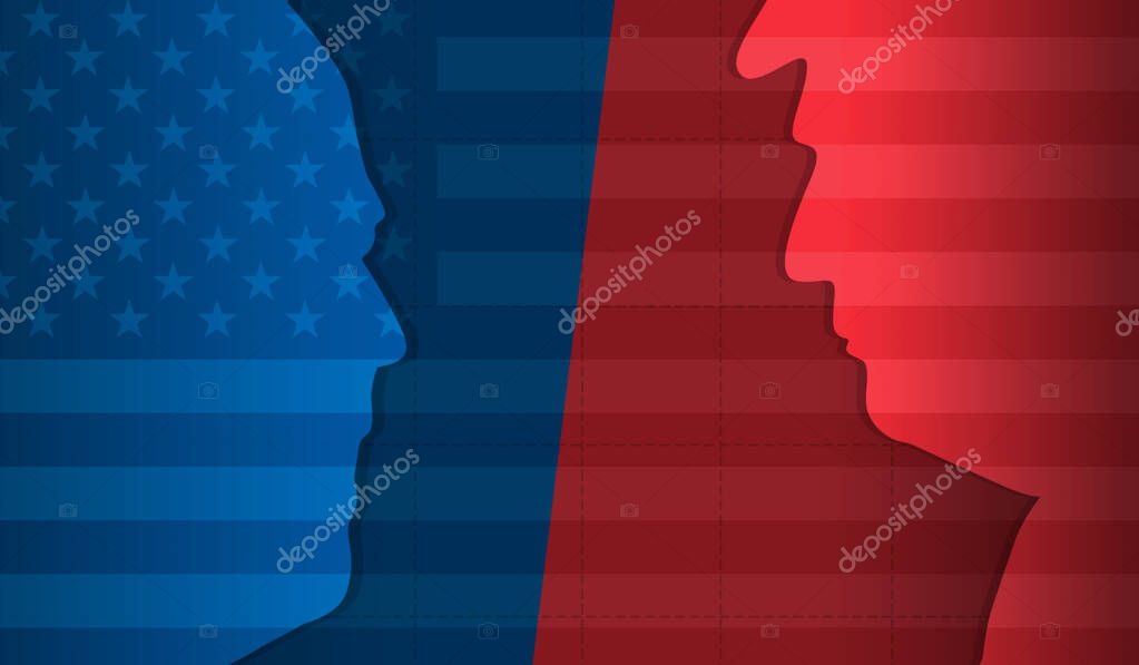 Biden vs Trump diseño de póster minimalista en color azul y rojo ...