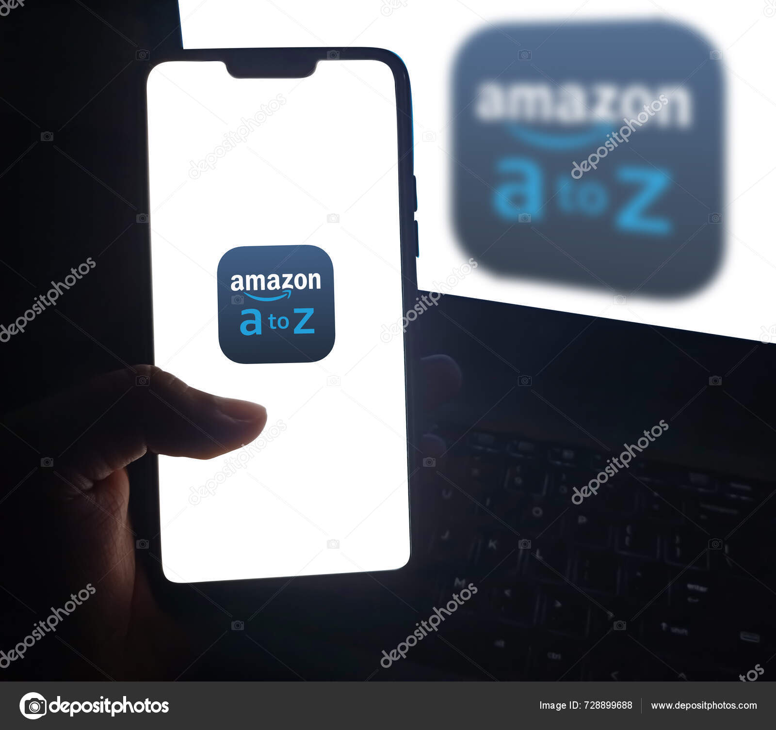 Amazon Logo Mobile Screen Ecommerce Tech Editorial Backdrop — Stock ...