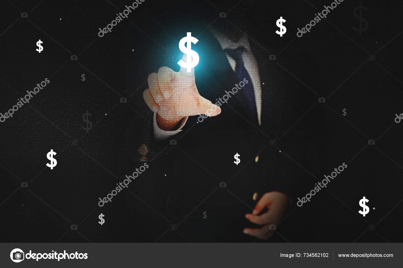 Man Touching Dollar Glowing Blue Light Backdrop Currency Touching ... Man Touching Dollar Glowing Blue Light Backdrop Currency Touching ...