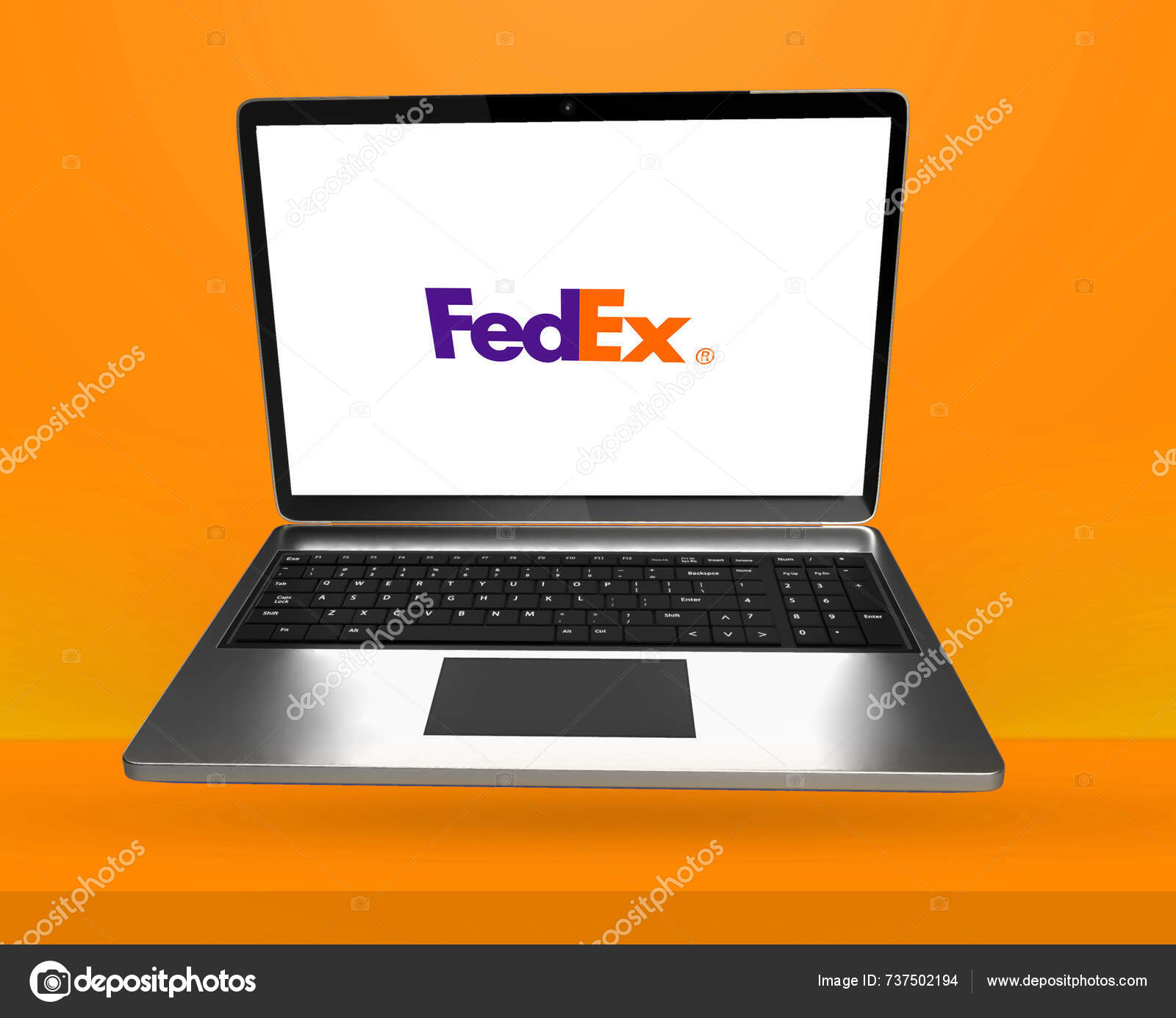 Fedex App Displayed Laptop Screen Orange Backdrop Enhanced Focus ...
