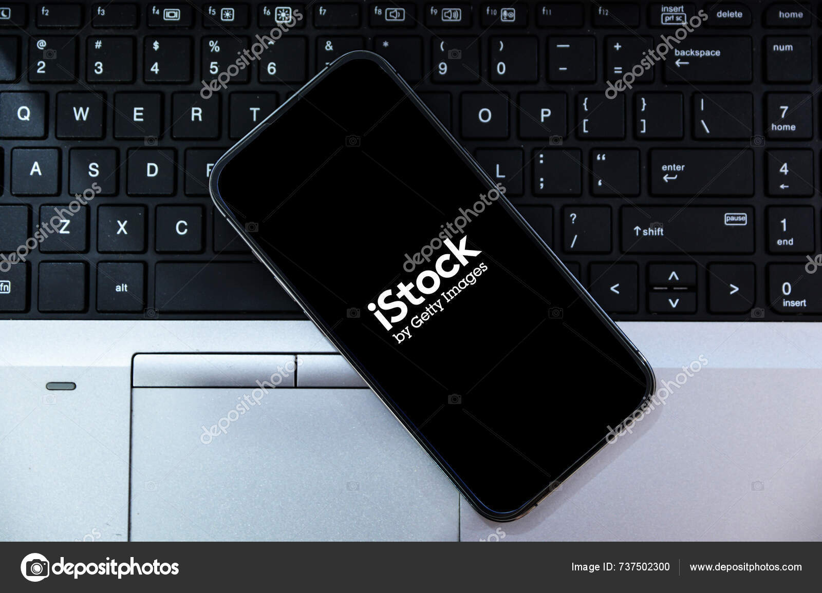 Istock App Displayed Mobile Screen Laptop Background Access Stock ...