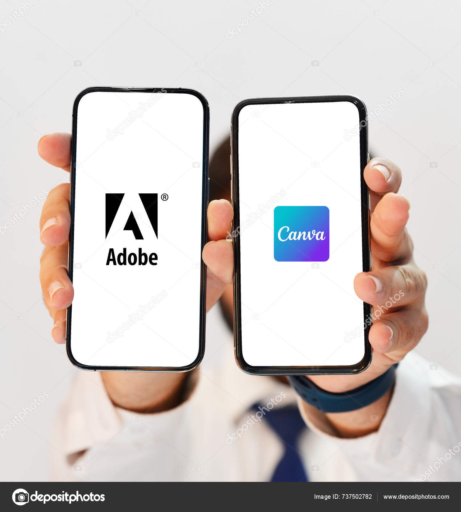 Adobe Canva Designing Apps Two Smartphones Visual Editorial Background ...