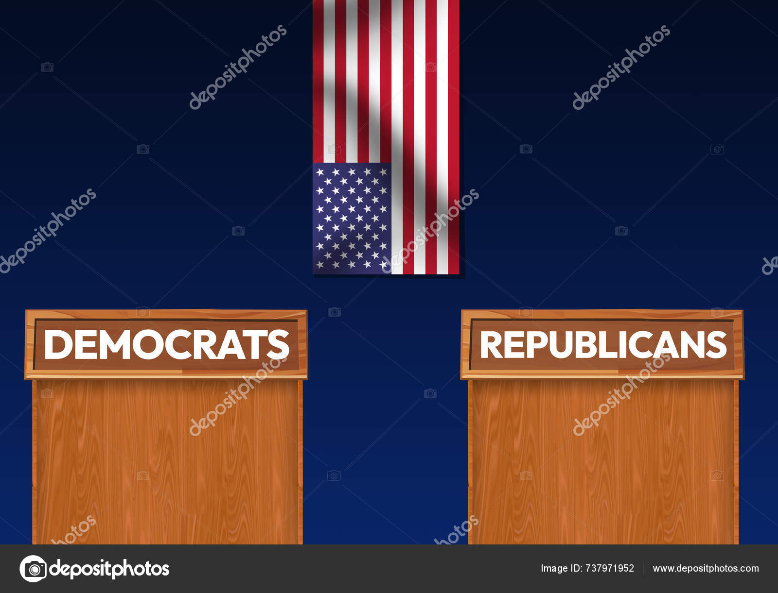 Democrats Republicans Debate Concept Background Wooden Stage ...