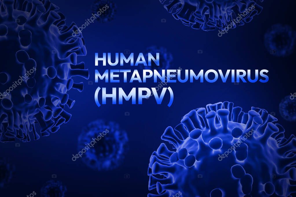 Diseño del concepto de propagación del virus HMPV en formas azules con ...