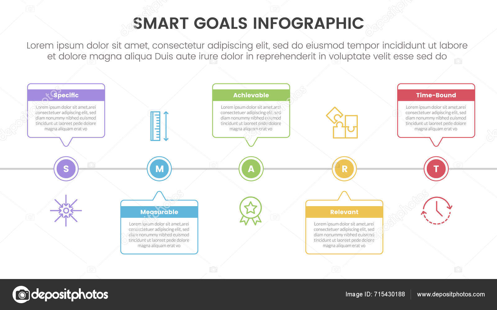 Image vectorielle Smart Goals Setting Framework Infographic Outline Box ...