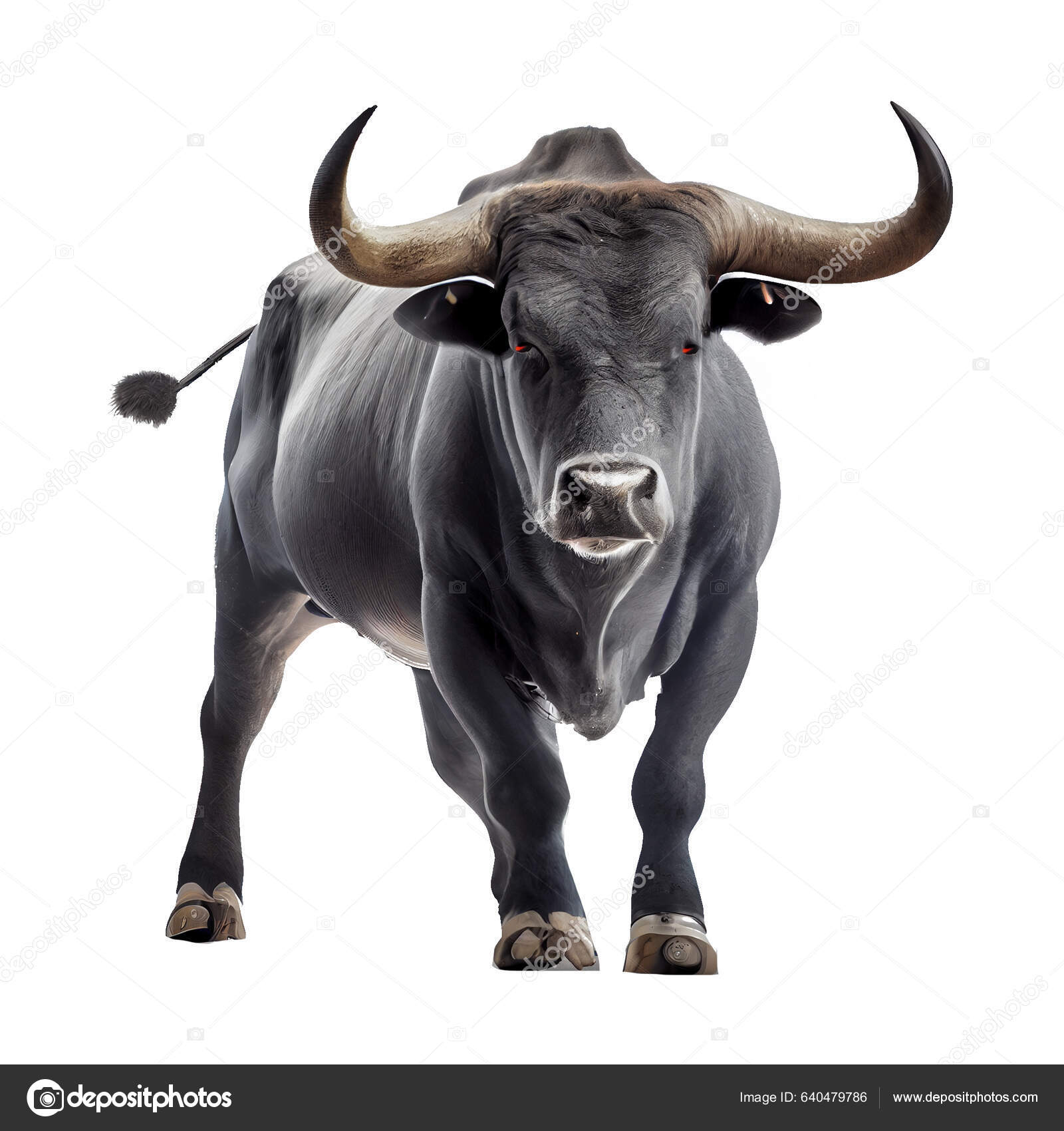 Fierce Bull White Background Illustration Stock Photo by ©PhotoAventure 640479786