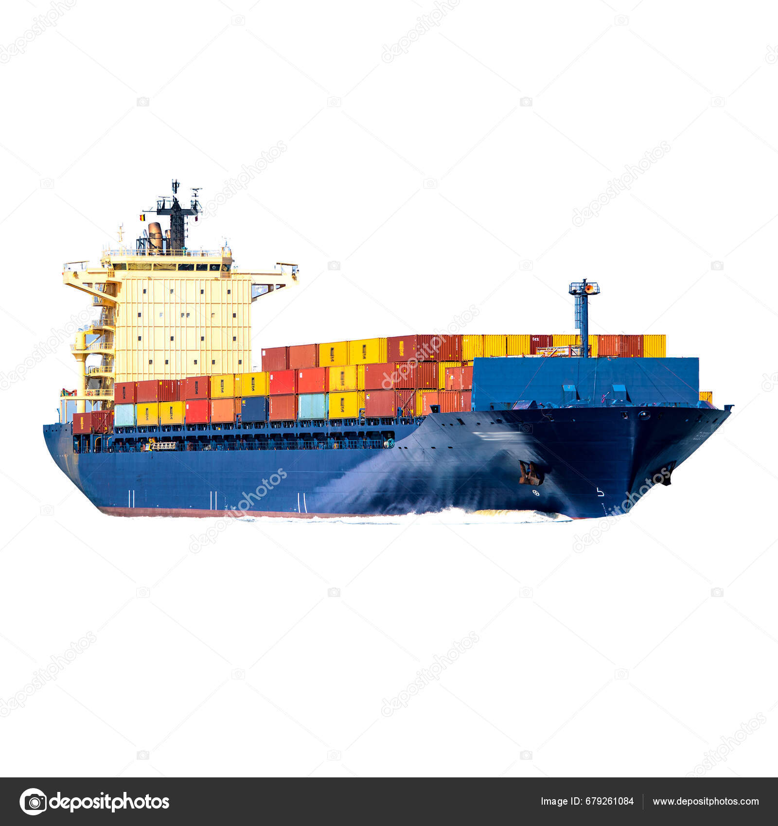 Container Cargo Ship Isolated White Background Stock Photo by ...