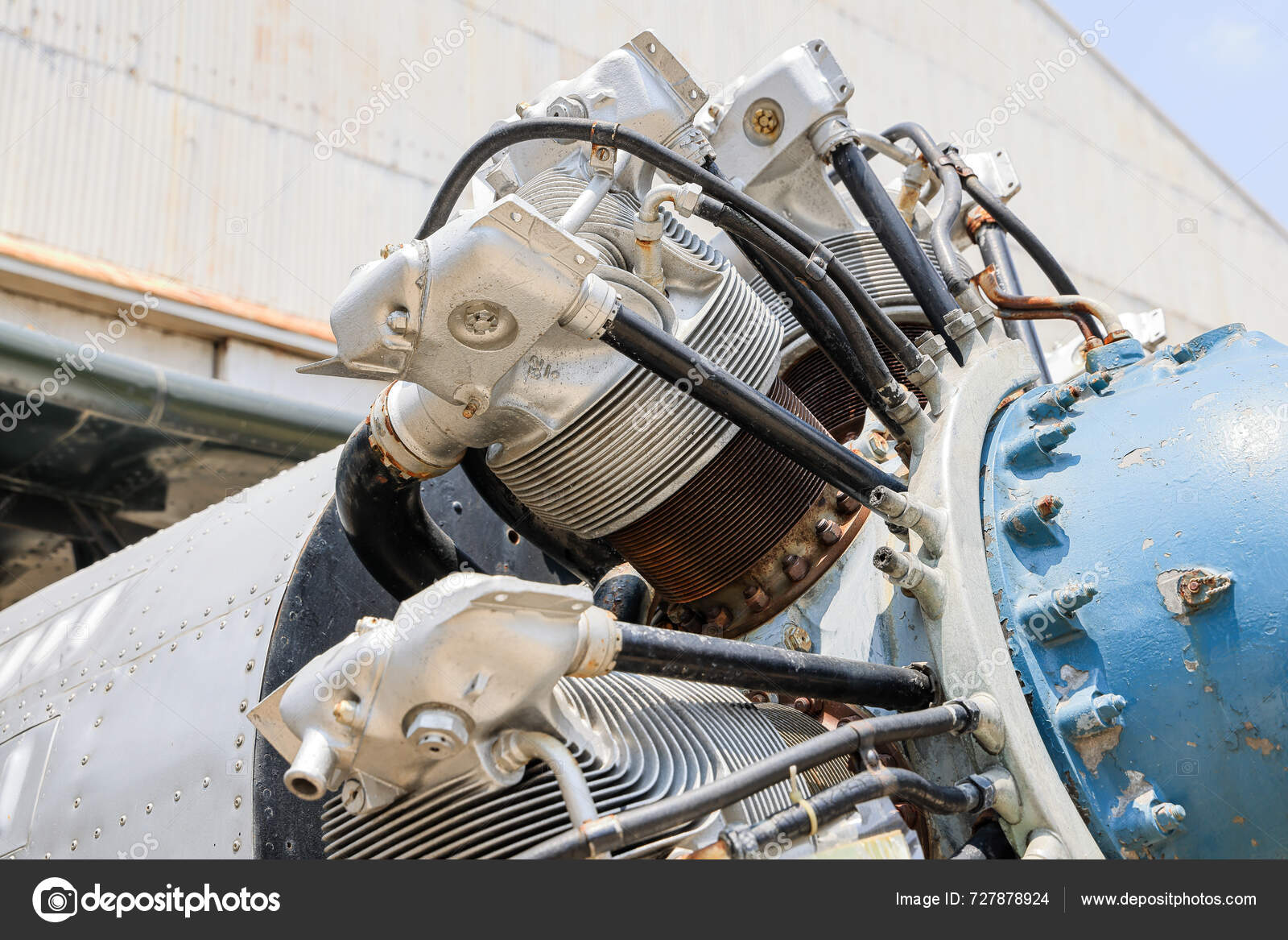 Closeup Airplane Cylinder Engine Vintage Airplane Engine — Stock Photo ...