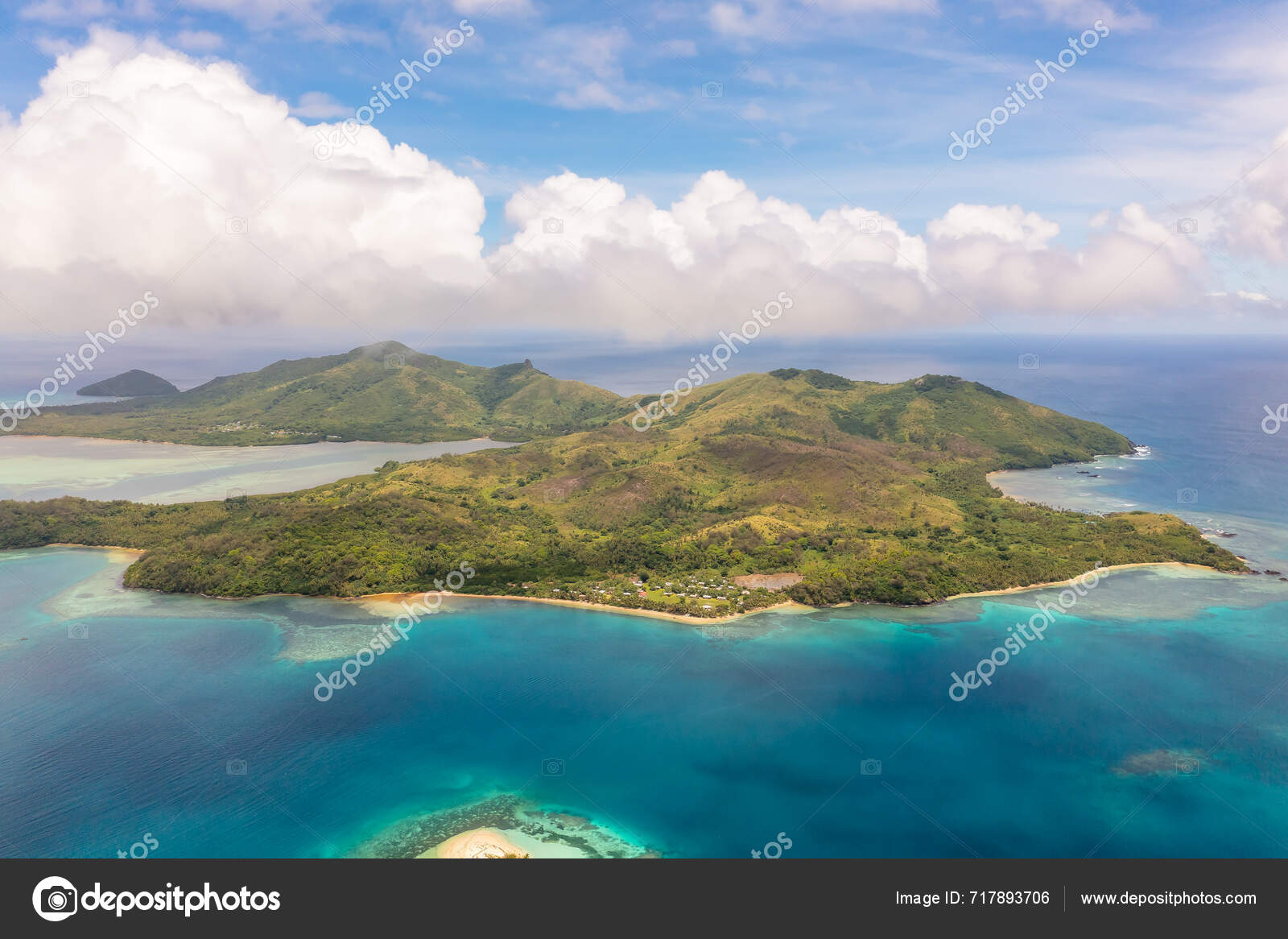 Fiji Islands Turquoise Waters Ocean Wash Island Covered Tropical ...