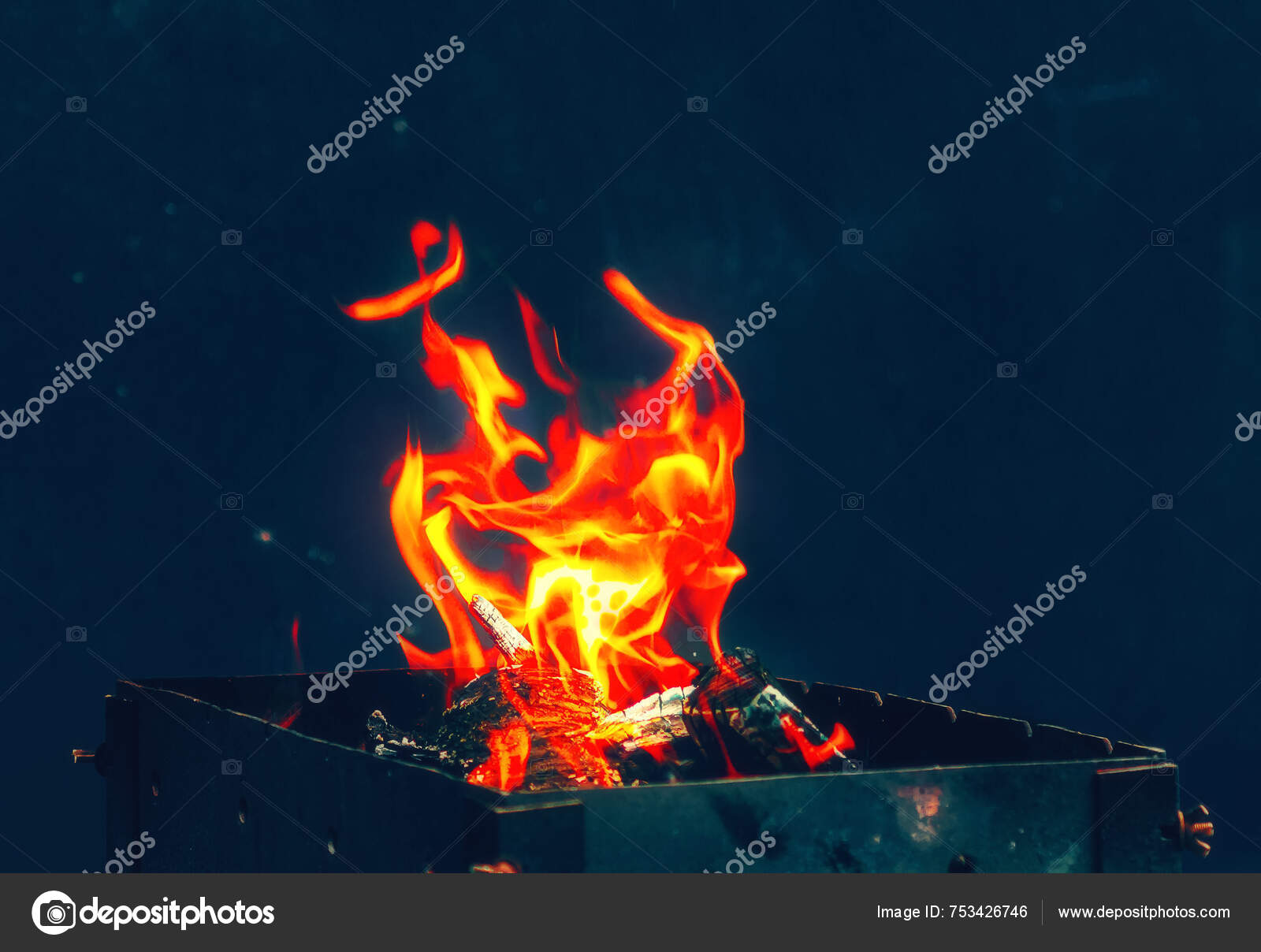 Hearth Metal Brazier Lighting Fire Cooking Barbecue — Stock Photo ...
