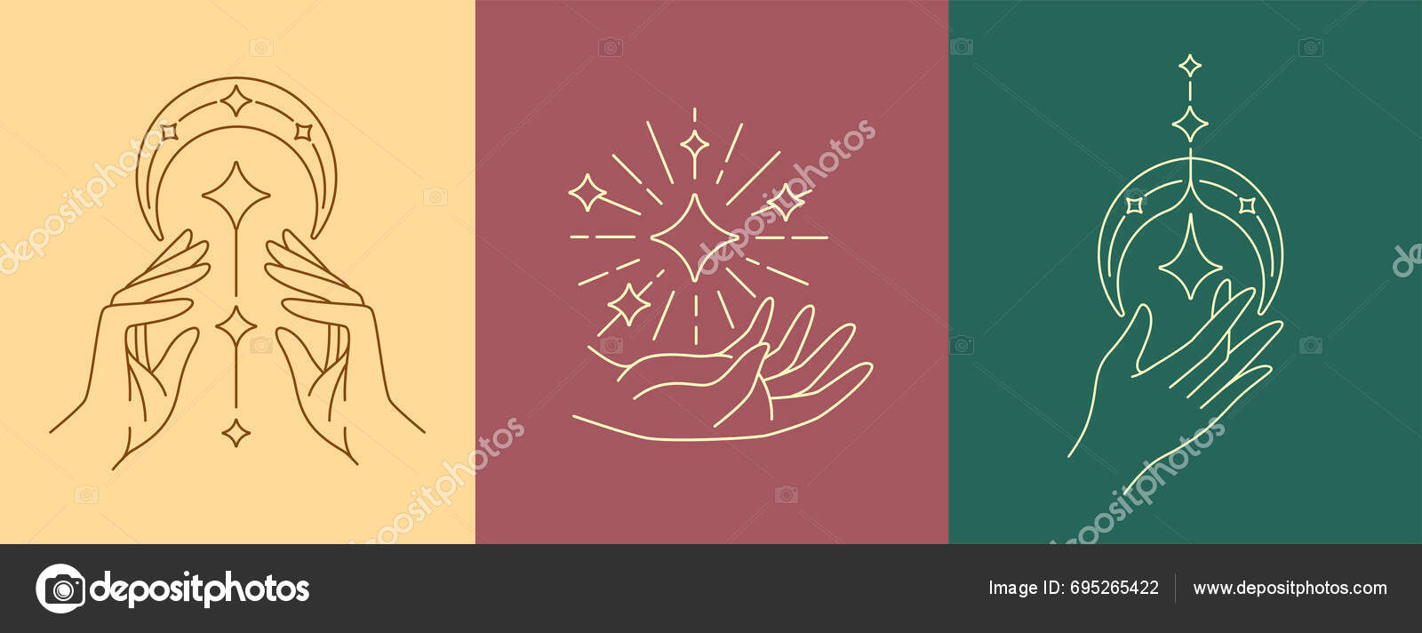 Hand Moon Line Art Design Collection Stock Vector by ©gunaonedesign ...
