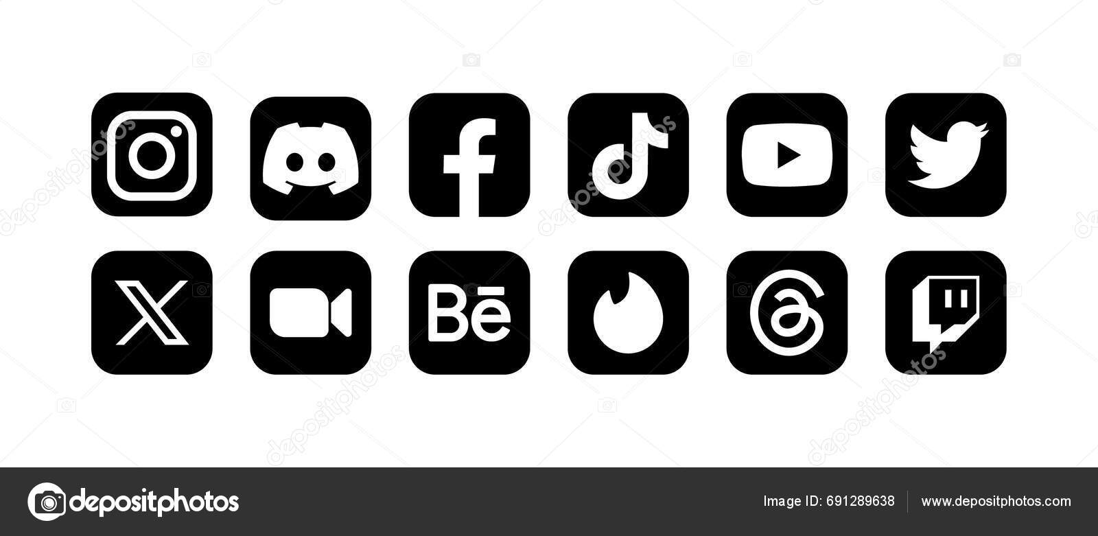 Social Media Logo Icons Instagram Discord Facebook Tik Tok Youtube ...