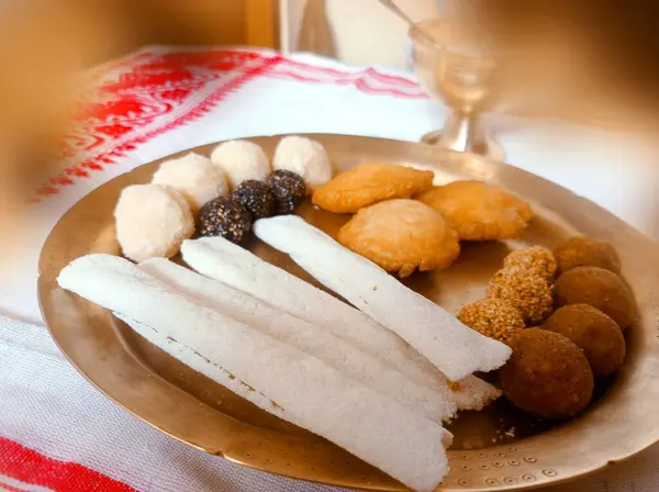 Assamese Traditional Food Items Pitha Laddu Doi Sira Assamese Gamosa ...