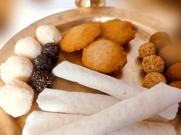 Assamese Traditional Food Items Pitha Laddu Doi Sira Assamese Gamosa ...