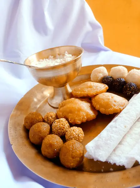 Assamese Traditional Food Items Pitha Laddu Doi Sira Assamese Gamosa ...