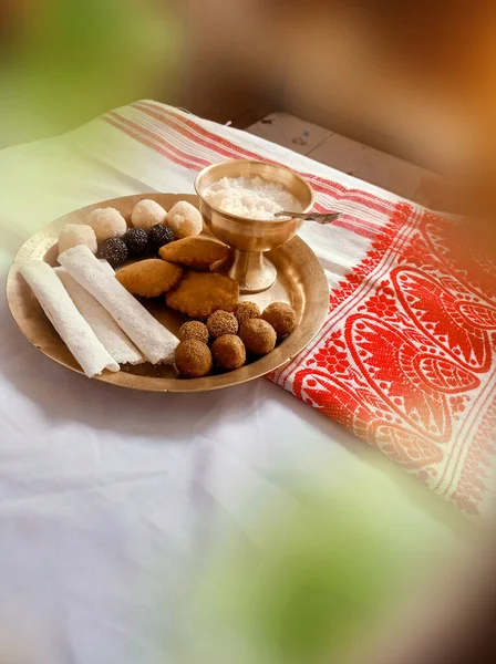 Assamese Traditional Food Items Pitha Laddu Doi Sira Assamese Gamosa ...