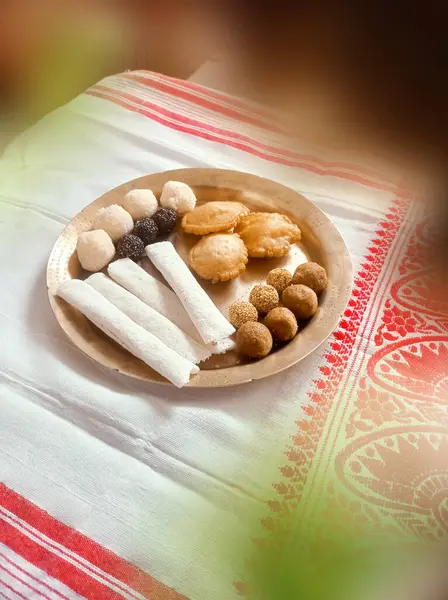 Assamese Traditional Food Items Pitha Laddu Doi Sira Assamese Gamosa ...