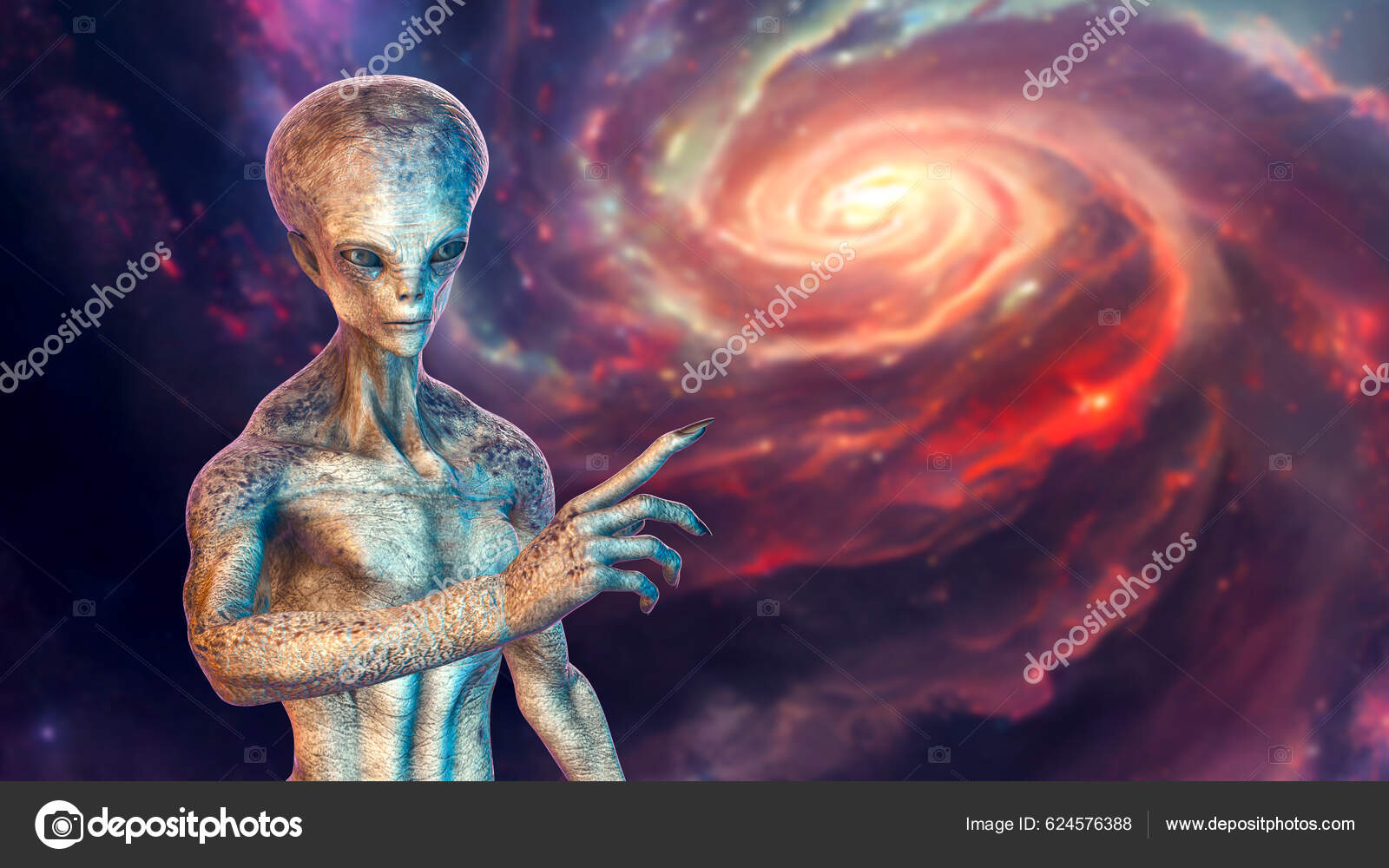 Humanoid Alien Looking Aside Camera Photo Realistic Highly Detailed ...