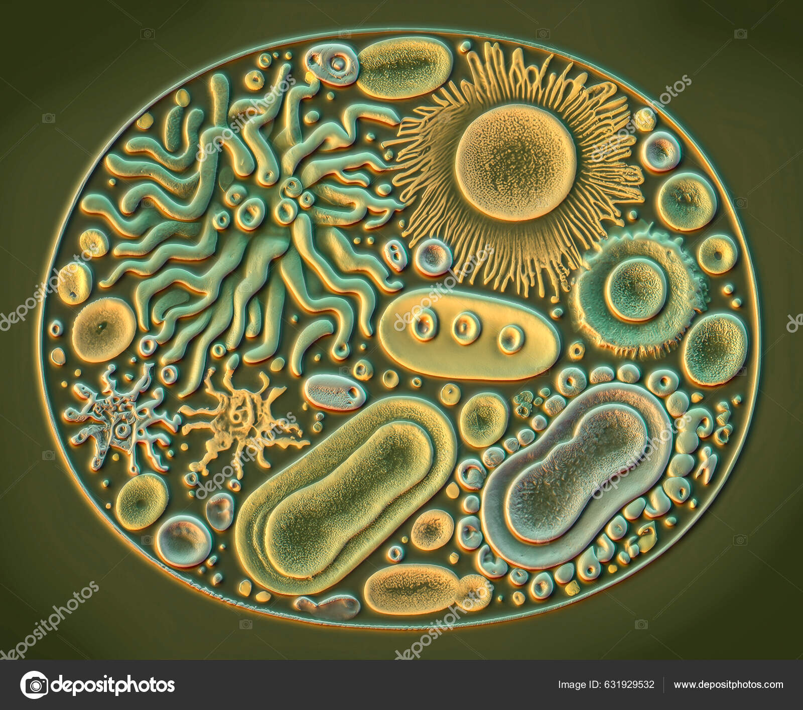 Beautiful Microworld Microbes Different Shapes Illustration Stock Photo ...