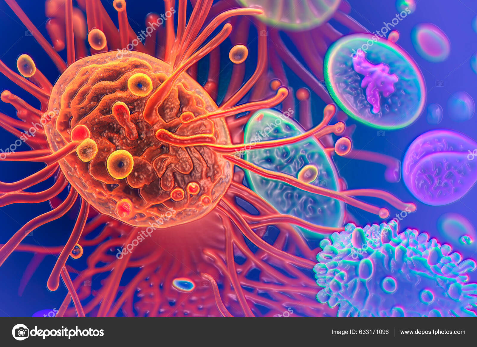 Beautiful Microworld Microbes Different Shapes Color Illustration Stock ...