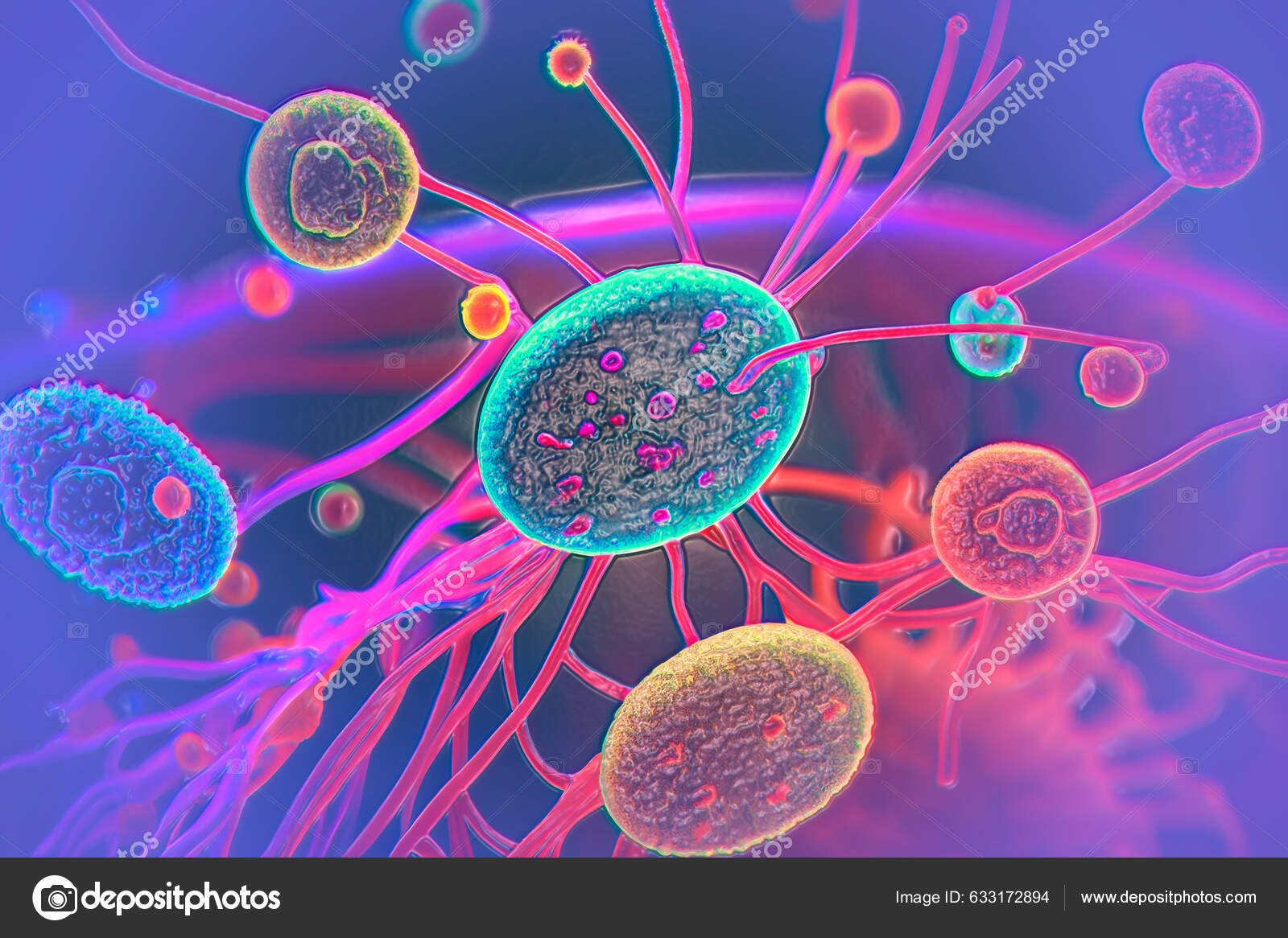 Beautiful Microworld Microbes Different Shapes Color Illustration Stock ...