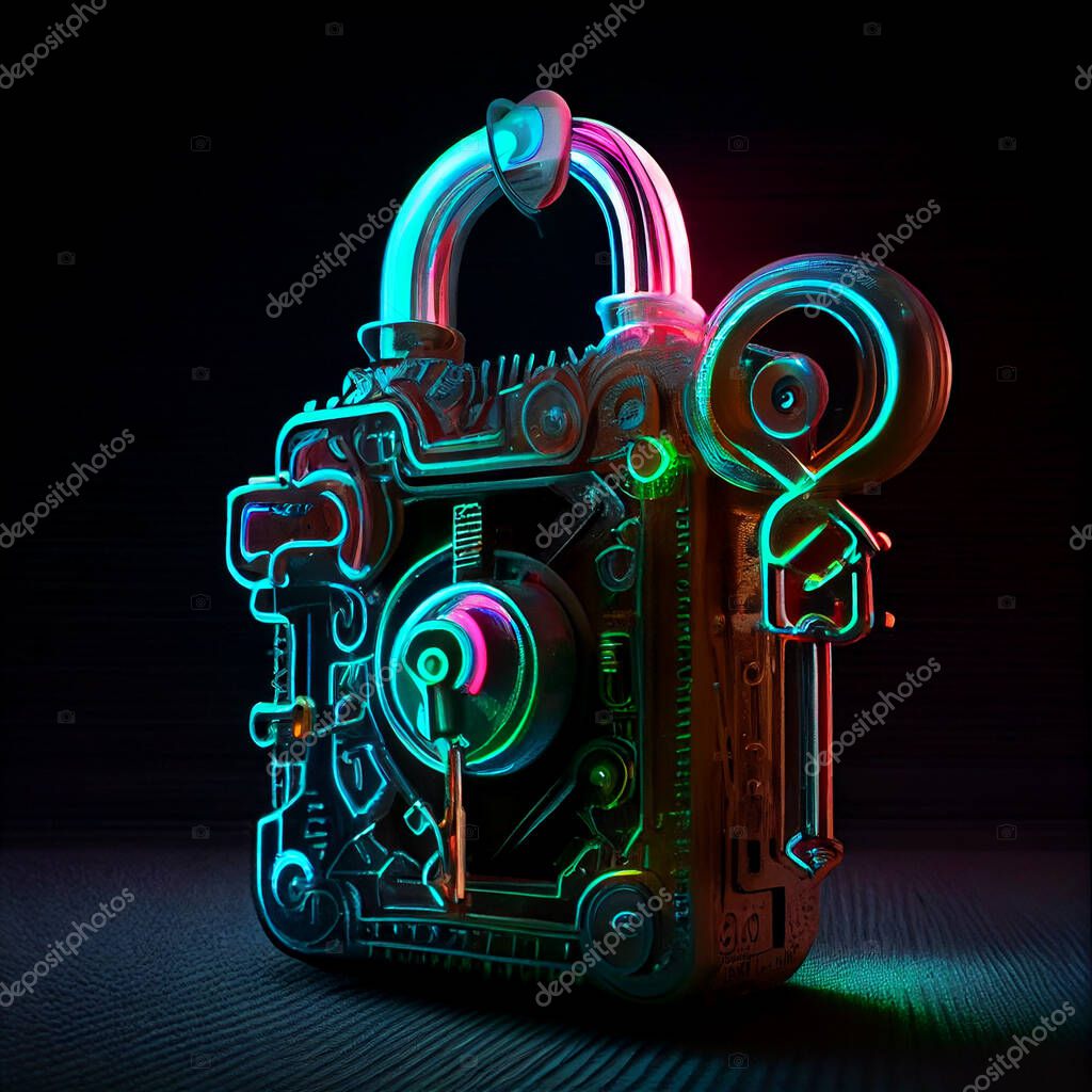 Una cerradura vintage y un holograma de llaves que captura la esencia ...