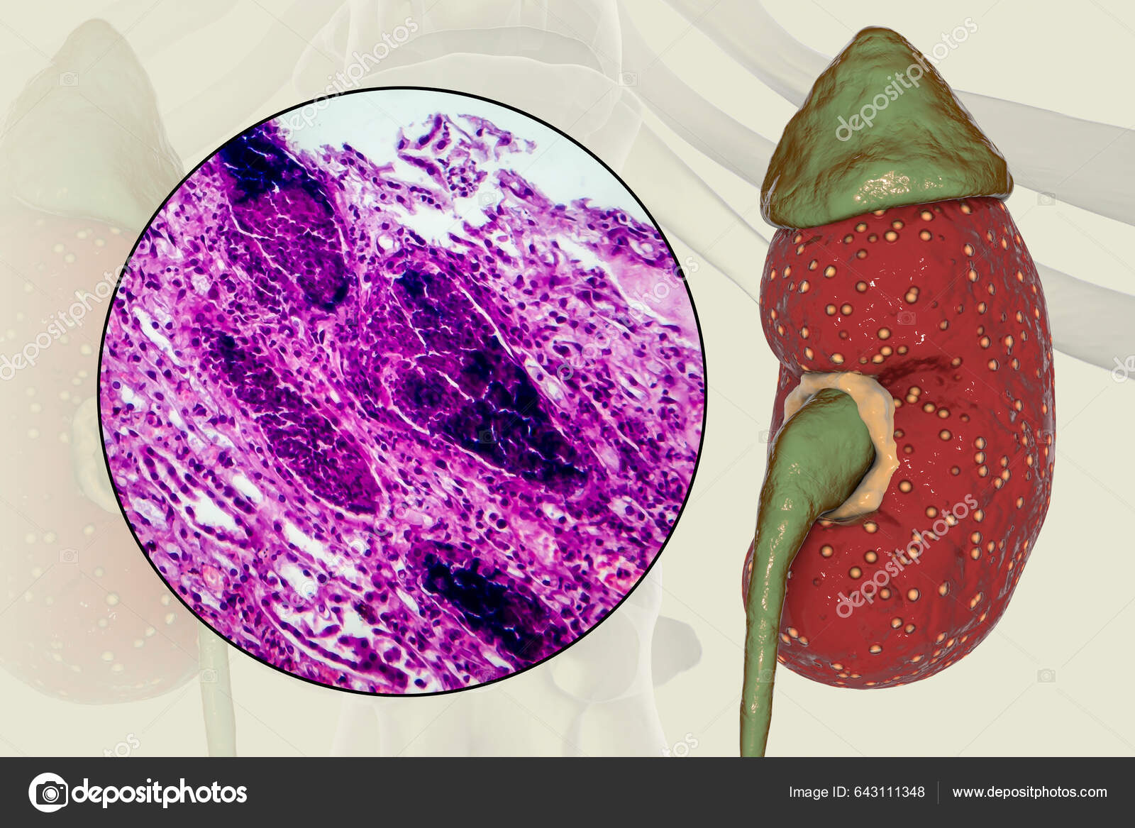 Acute Pyelonephritis Illustration Showing Gross Morphology Focal Small ...
