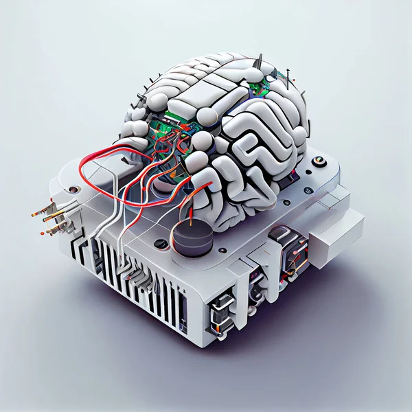 Concept Artificial Intelligence Human Brain Connected Electronic Microcircuits Illustration ...