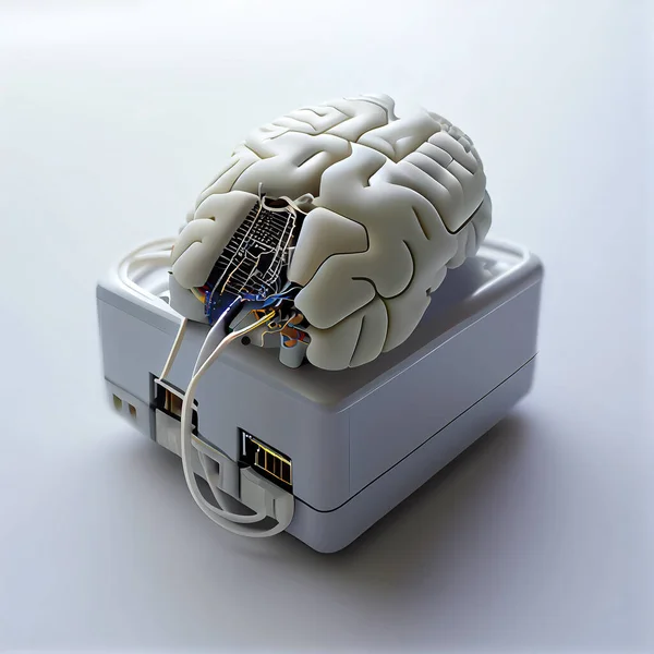 Concept Artificial Intelligence Human Brain Connected Electronic Microcircuits Illustration ...