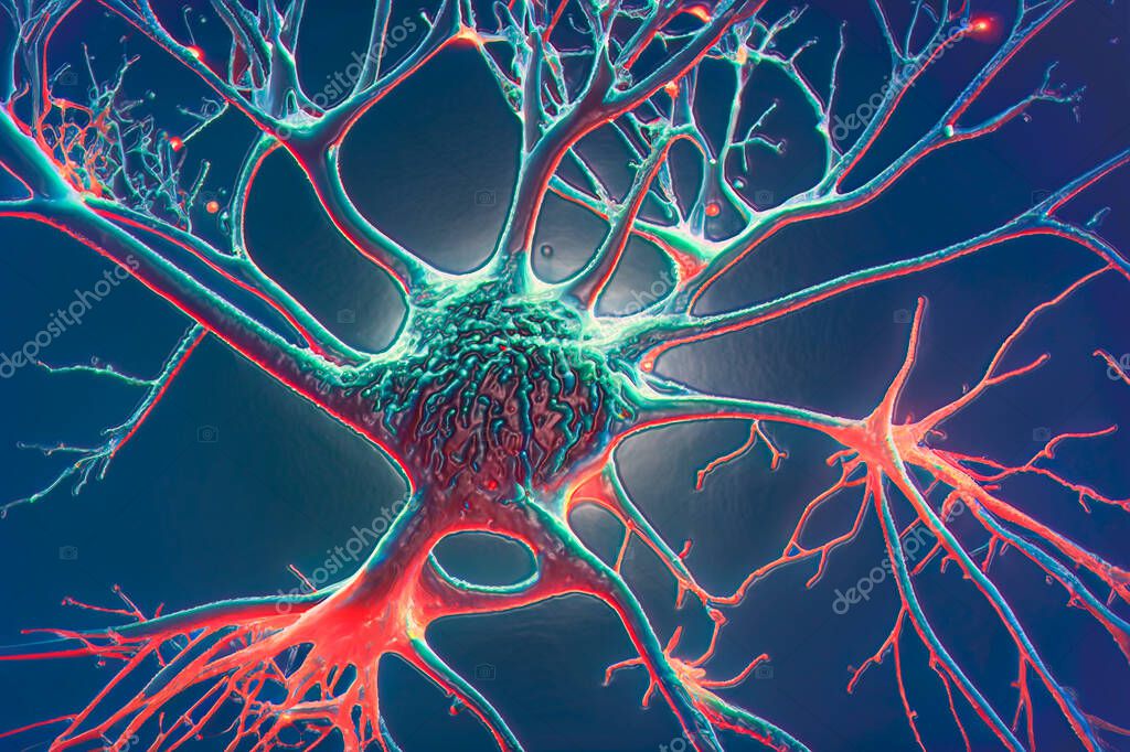 Neuronas, células cerebrales altamente detalladas, red neuronal ...