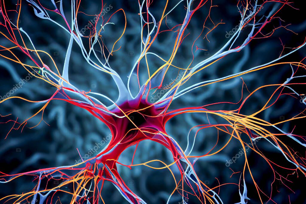 Neuronas, células cerebrales altamente detalladas, red neuronal ...