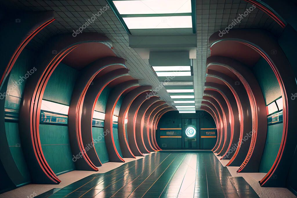 Una ilustración futurista y dinámica de una estación de metro ...