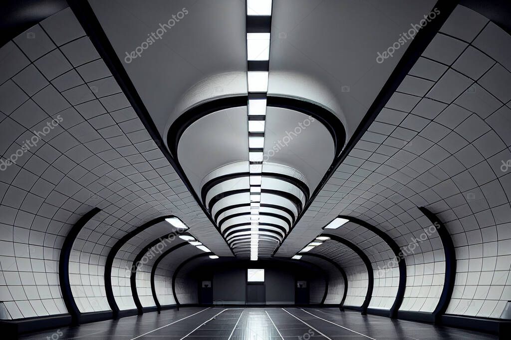 Una ilustración futurista y dinámica de una estación de metro ...