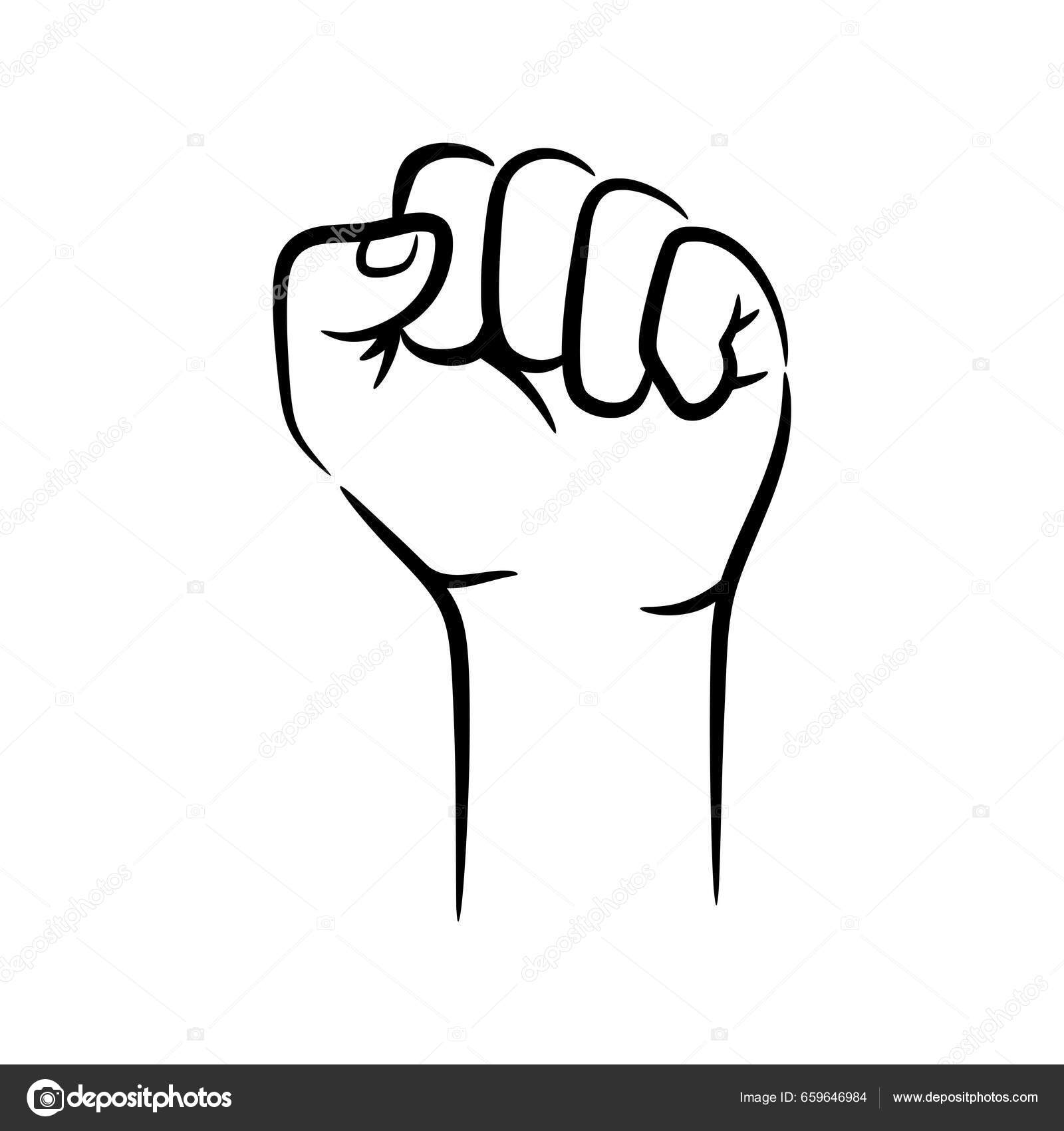 Manusia Pukulan Pukulan Garis Vektor Seni Ilustrasi Tangan Mengepalkan ...