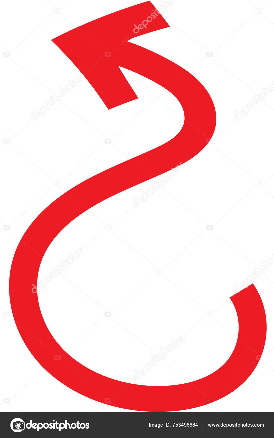 Símbolo Flecha Curva Roja Aislado Sobre Fondo Blanco — Foto de stock ...