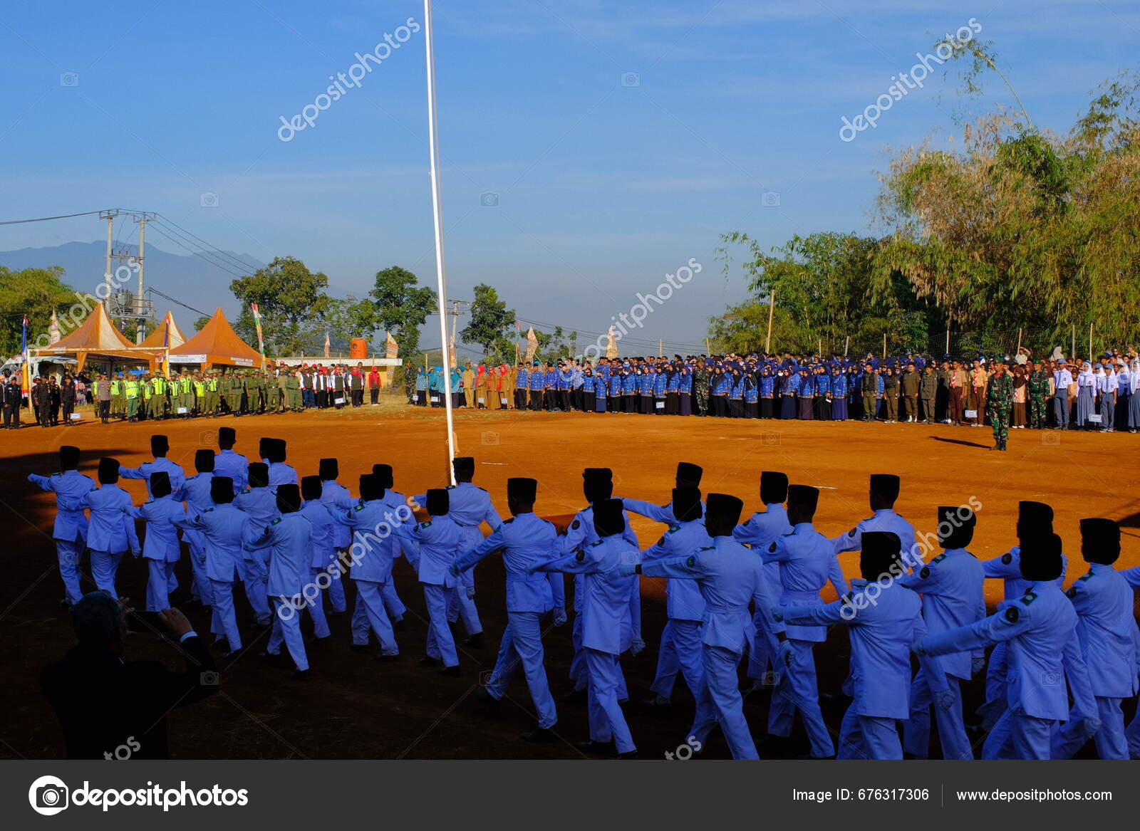 Bandung West Java Indonesia August 2023 View Flag Ceremony Paskibra ...