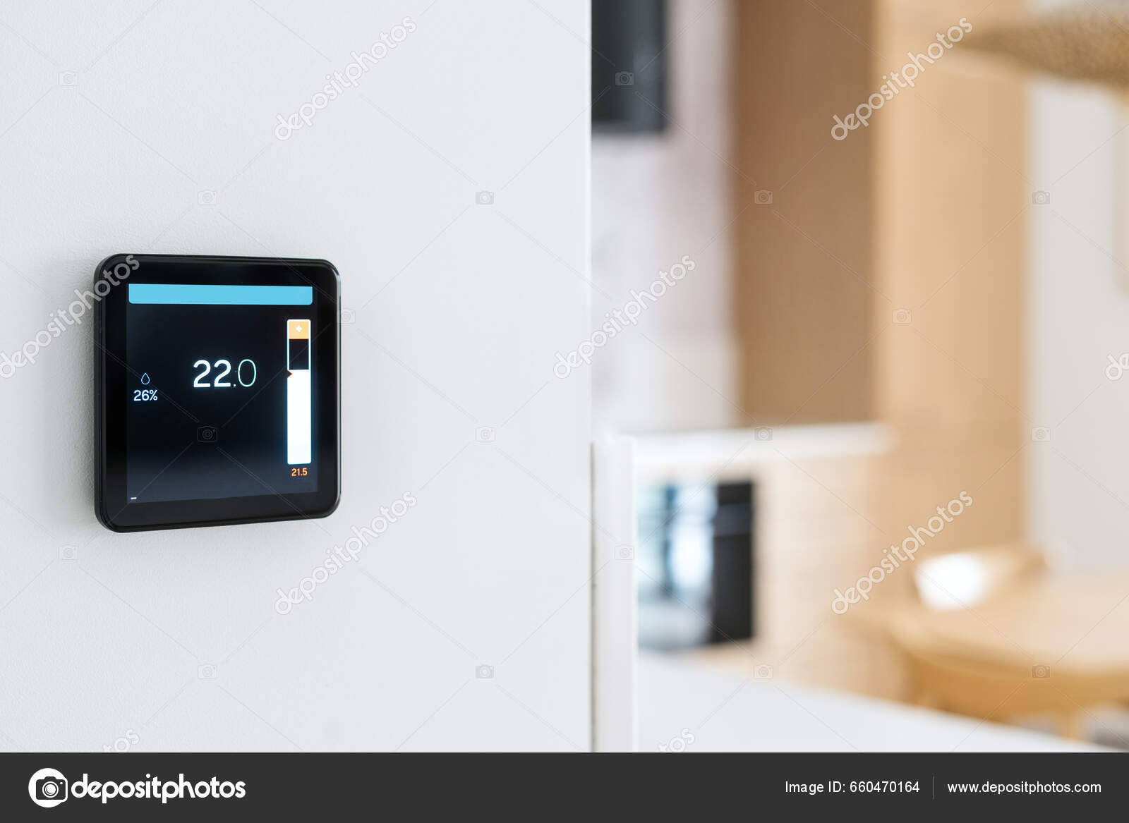 Closeup Digital Climate Control Thermostat Adjust Temperature Mode Home ...