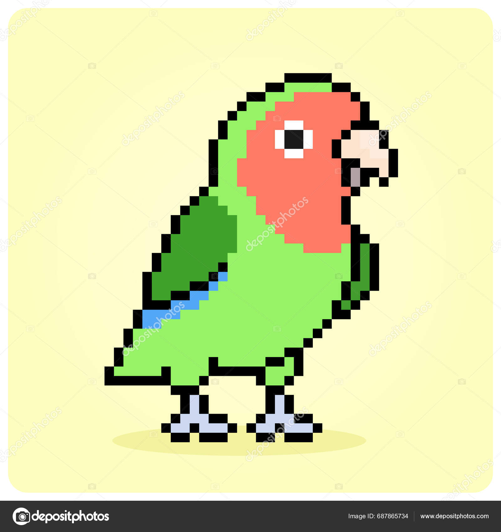 Bit Pixel Parrots Pixel Animals Game Assets Cross Stitch Patterns Stock ...