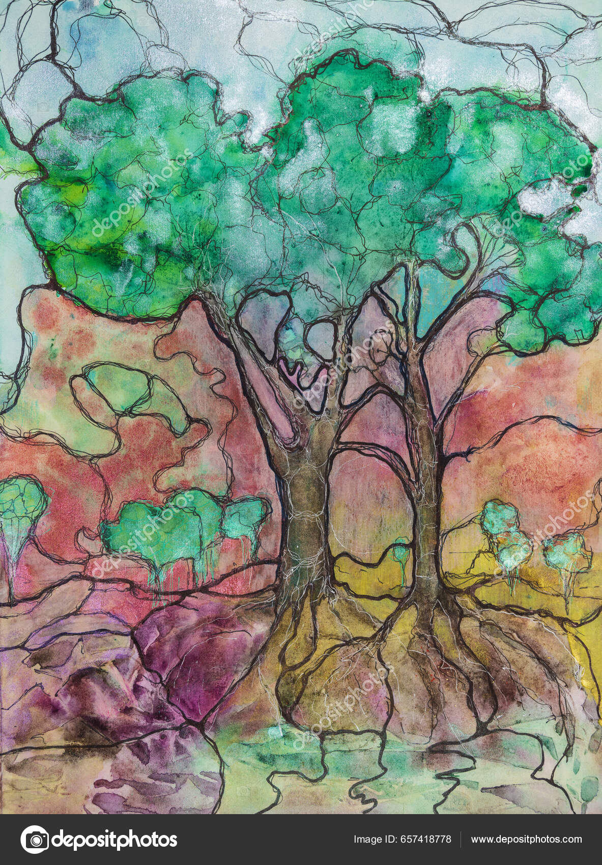 How Trees Connected Everything Dabbing Technique Edges Gives Soft Focus ...