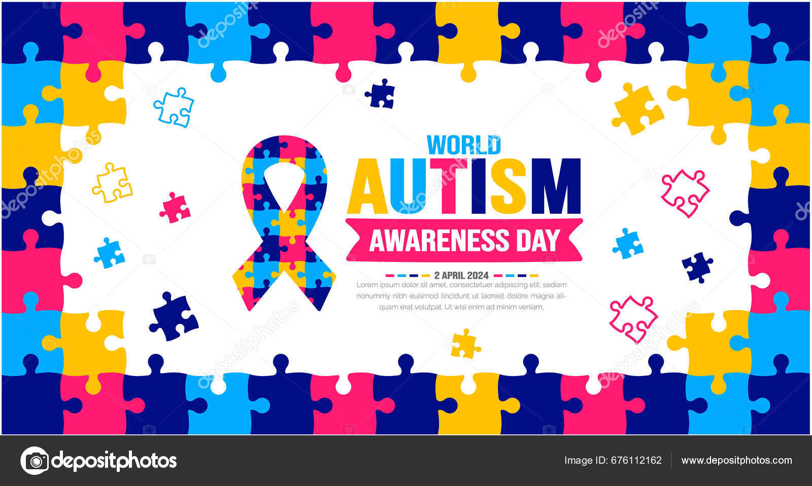 World Autism Awareness Day Background Template Celebrated April Use ...