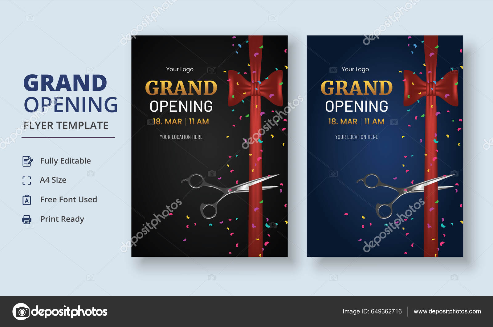 Grand Opening Flyer Template Realistic Grand Opening Invitation ...