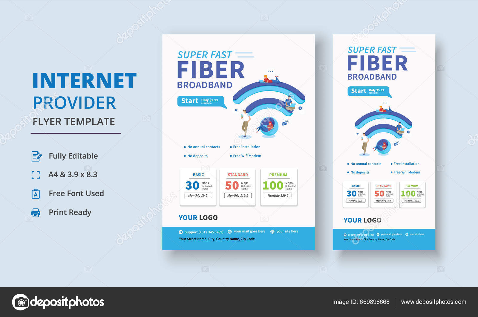 Internet Service Provider Roll Banner Flyer Roll Banner Stock Vector by ...