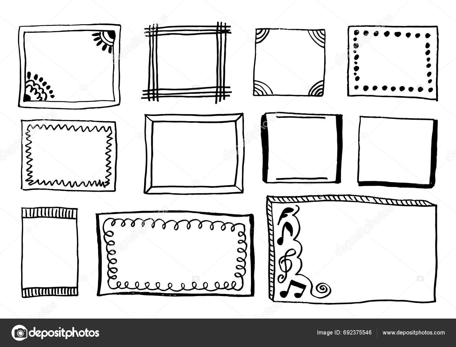 Frames Doodle Vector Sketch Frame Vektor Persegi Dan Elemen Yang Vektor Stok oleh ©tedisutardi ...