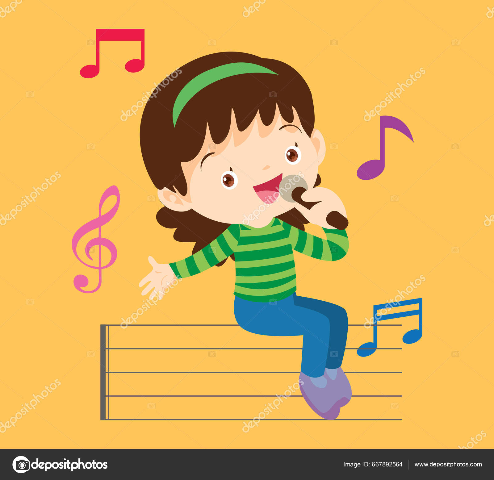 Music Kids Play Music Concept Music School Cartoon Dancing Kids Stock ...